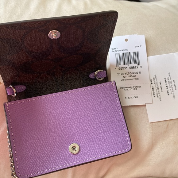 Coach | Bags | Coach Mini Wallet On A Chain With Signature Canvas ...